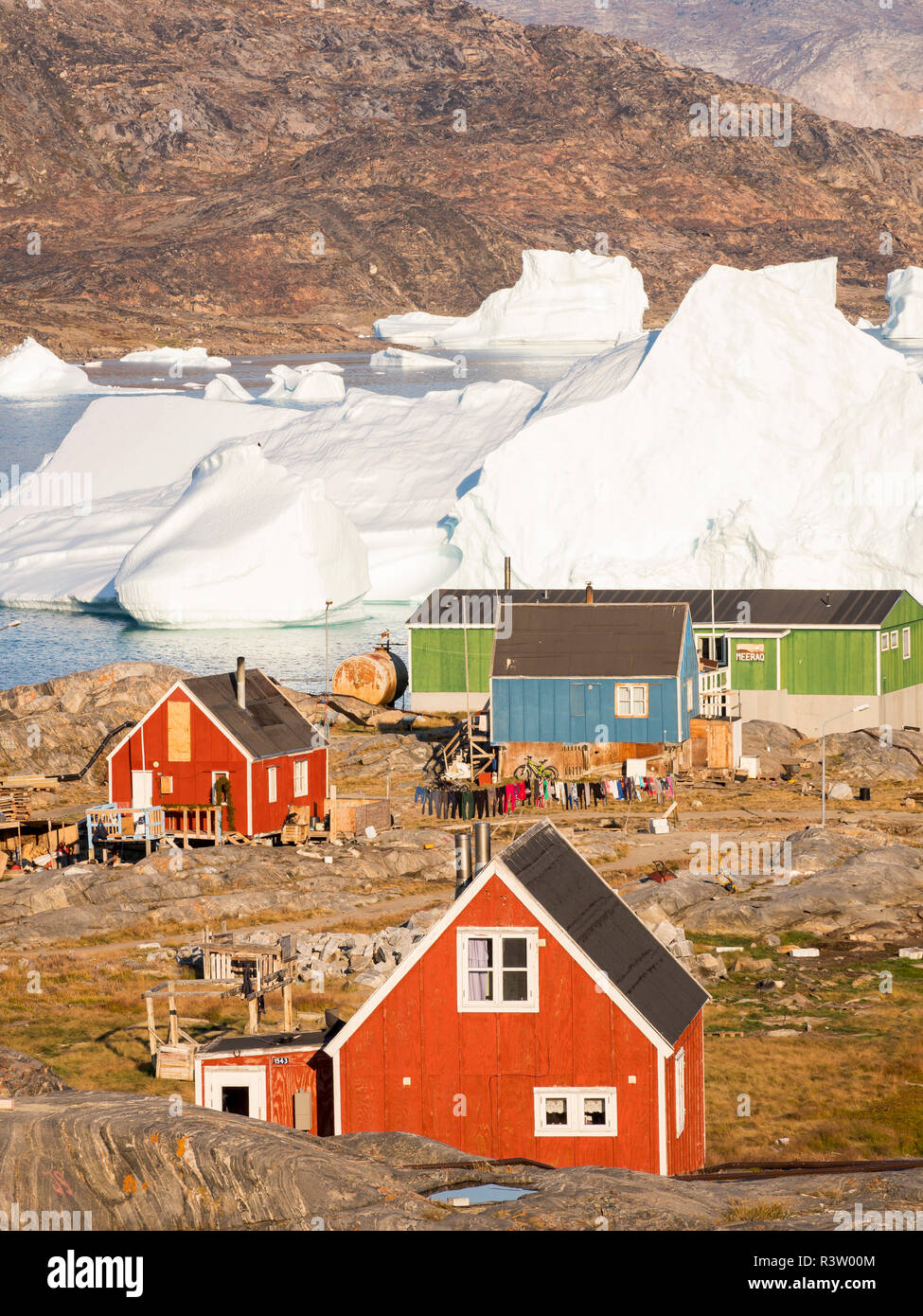 Ikerasak, a small traditional fishing village on Ikerasak Island in the ...