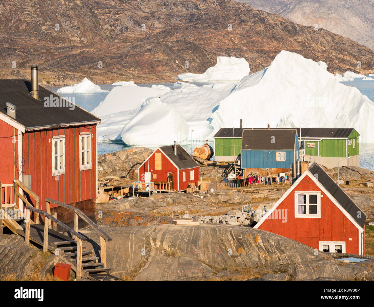 Ikerasak, a small traditional fishing village on Ikerasak Island in the ...
