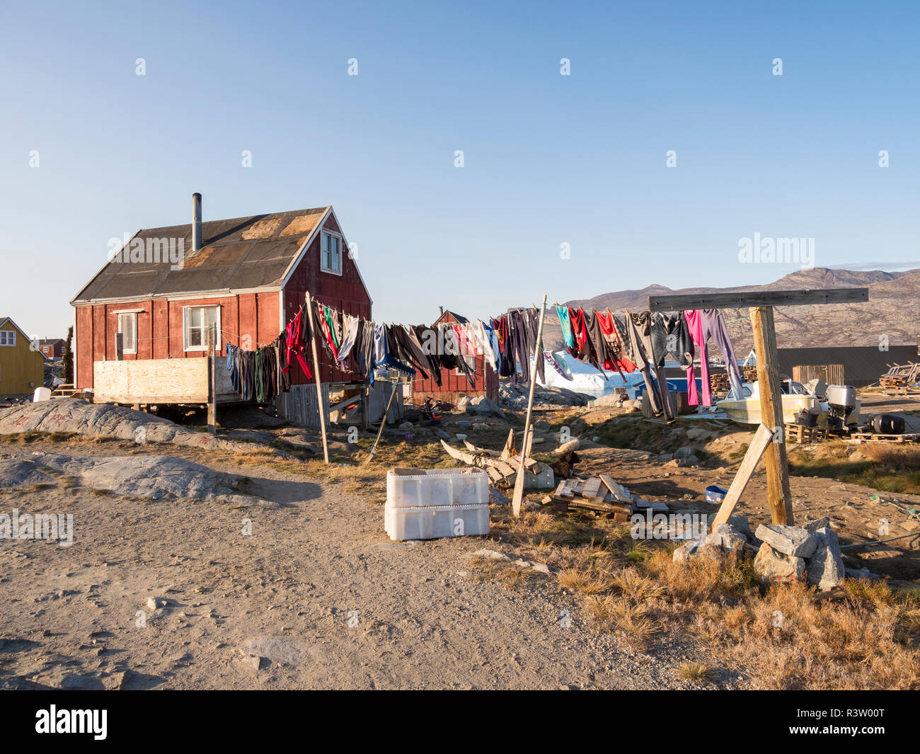 Ikerasak, a small traditional fishing village on Ikerasak Island in the ...