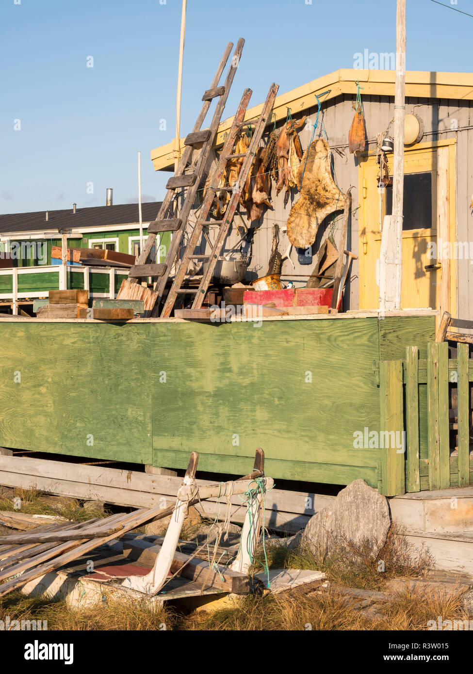 Ikerasak, a small traditional fishing village on Ikerasak Island in the ...