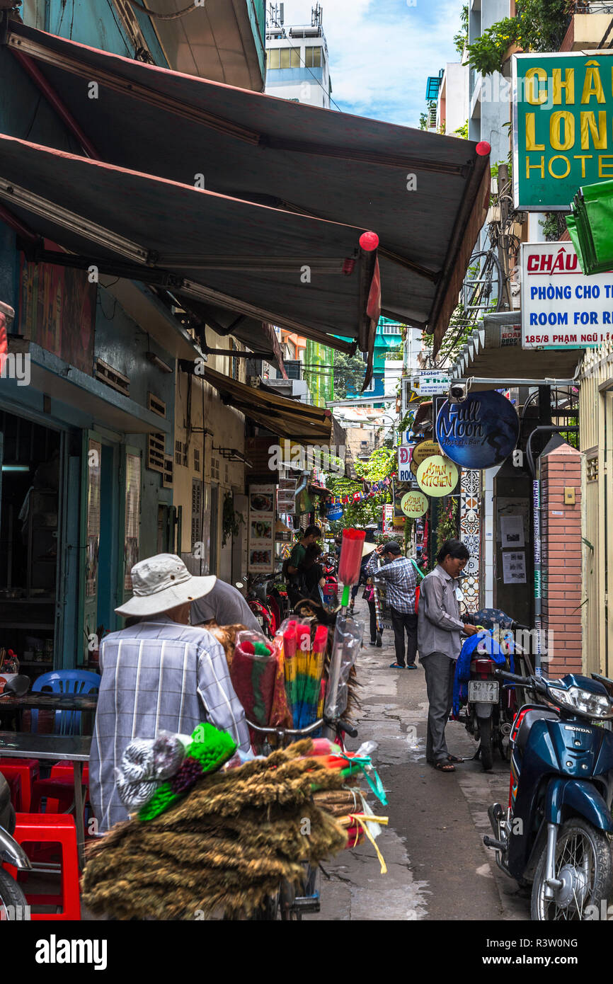 Editorial: 19, June, 2018, Ho Chi Minh, Vietnam. Alley in Saigon with a ...