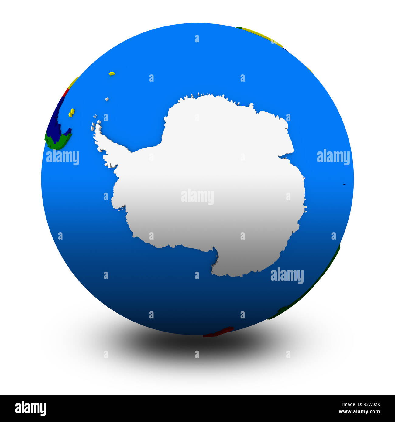 Antarctica on political globe illustration Stock Photo - Alamy
