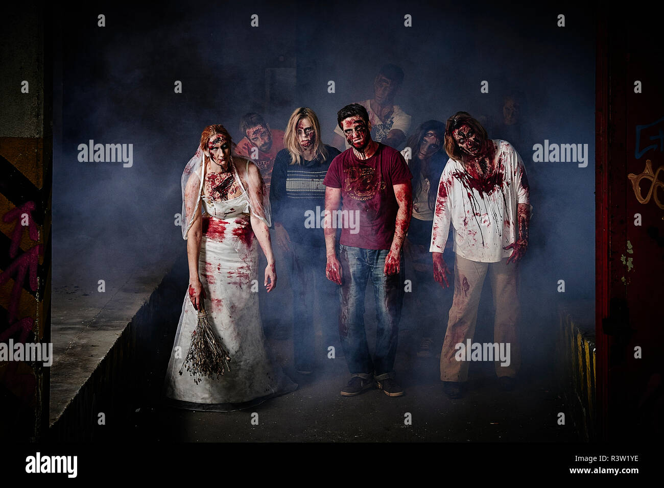 Zombie group walking hi-res stock photography and images - Alamy