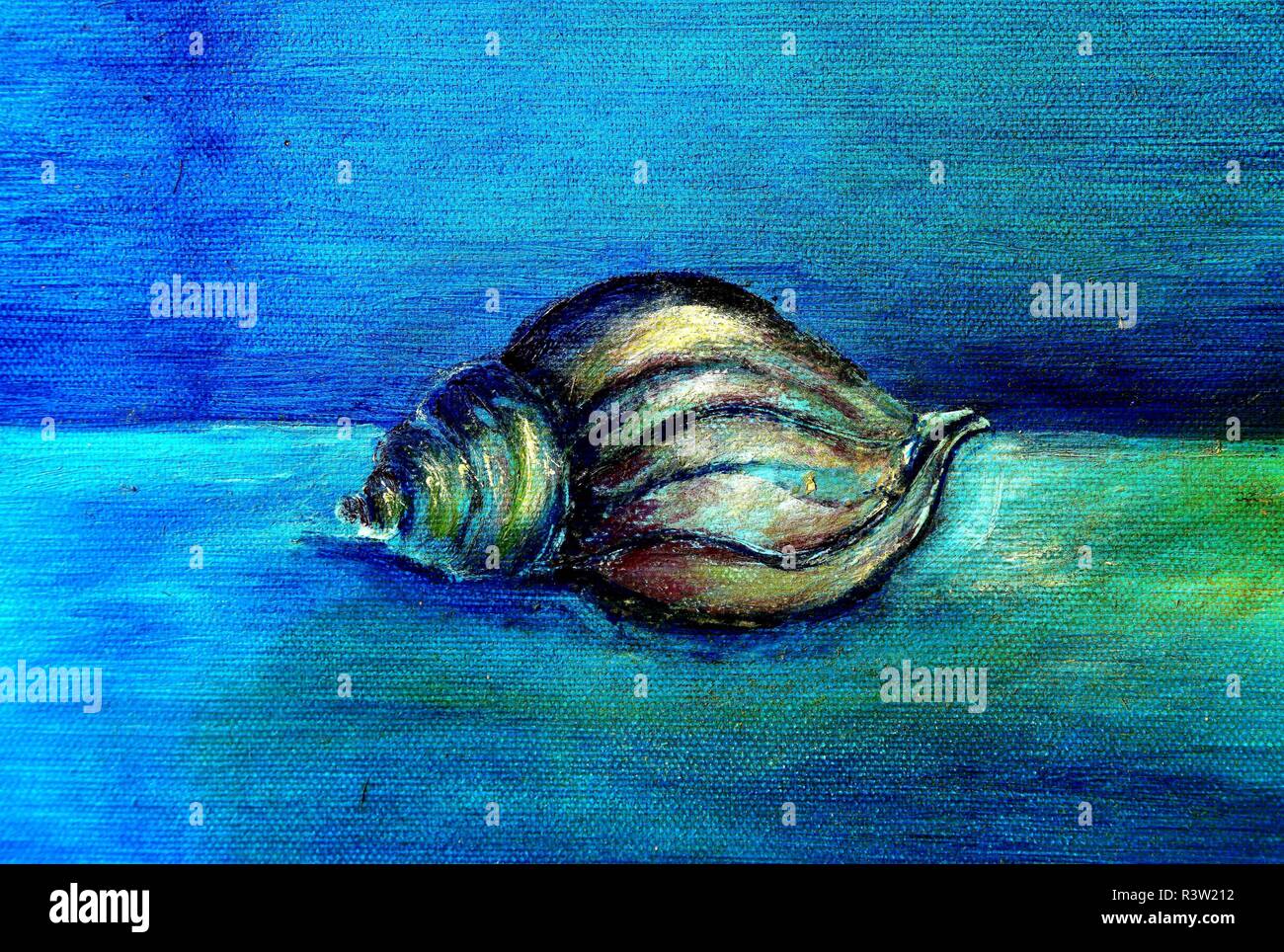 painted seashell on canvas Stock Photo - Alamy