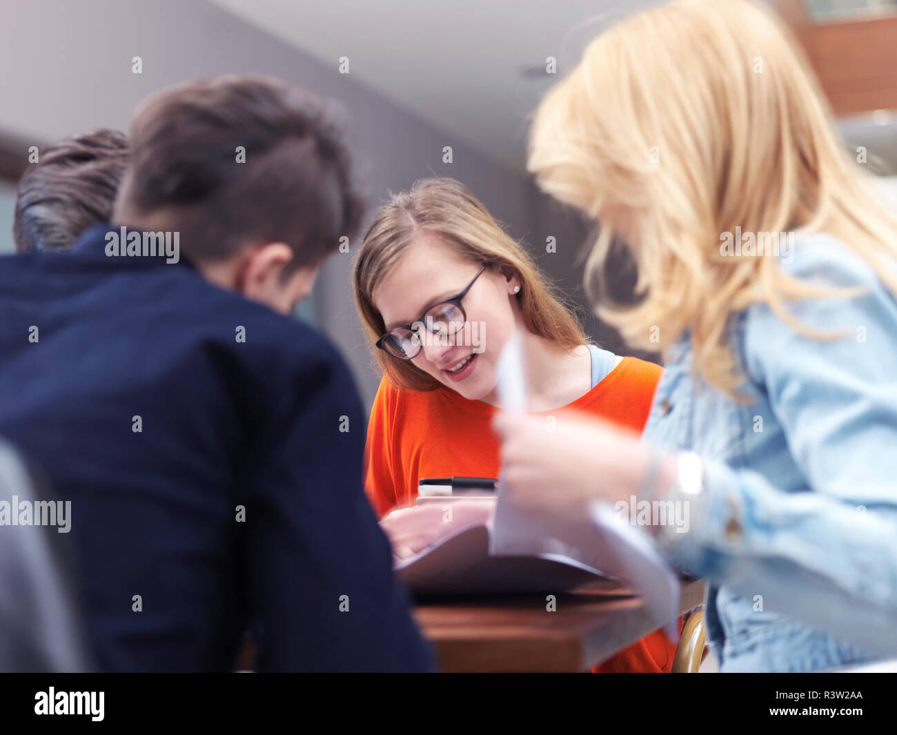 students group working on school project together Stock Photo - Alamy