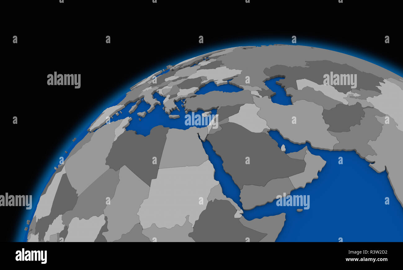 middle east region on planet Earth political map Stock Photo - Alamy