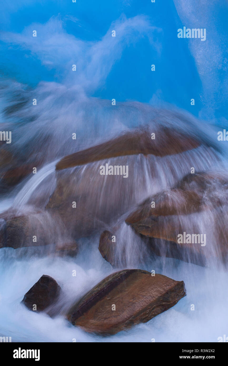 Glacial fed waters pound the rocky shoreline of Lago del Toro in Torres ...