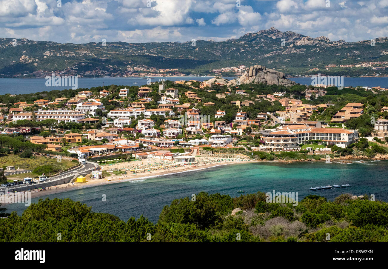 Summer View Looking Down on Baia Sardinia, Cala Batistoni Beach with ...