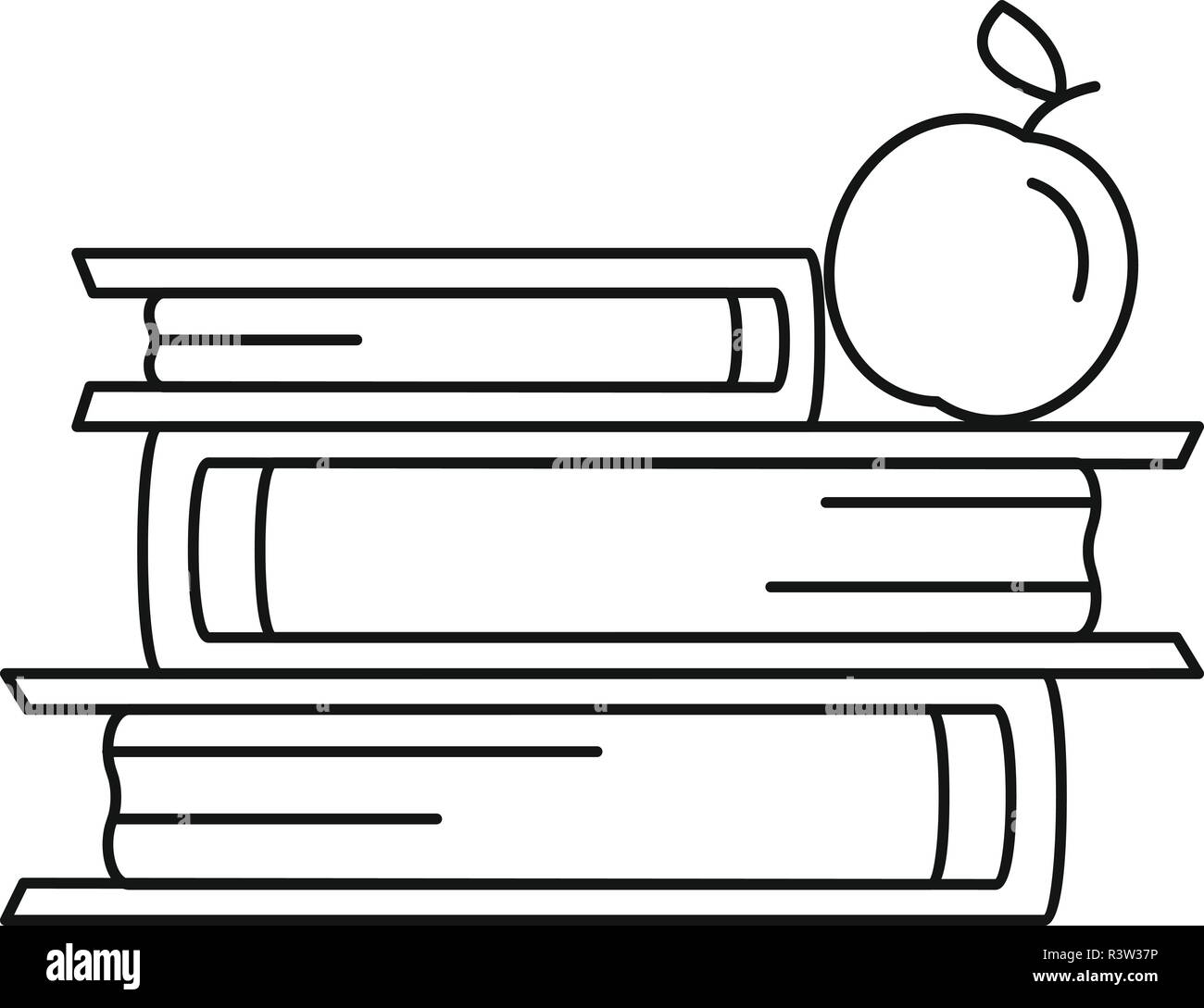 Books and apple icon. Outline books and apple vector icon for web ...
