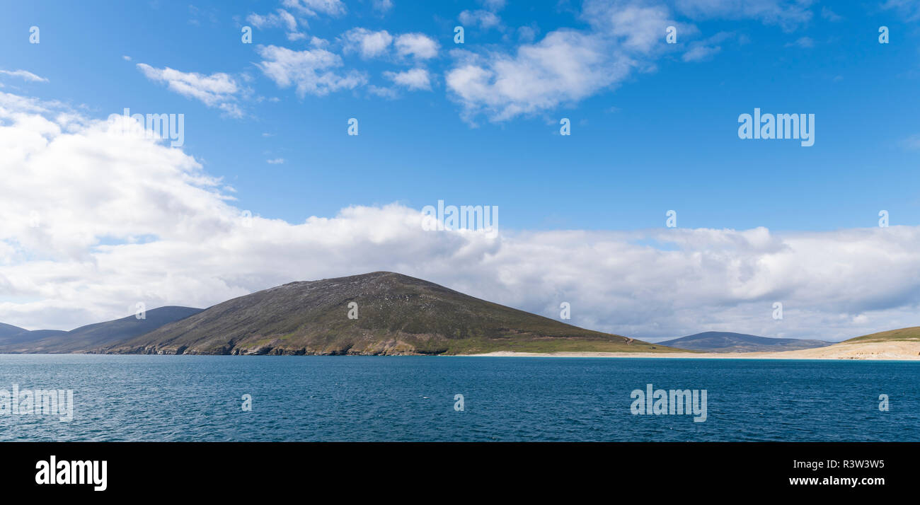 Islands of West Falklands seen from the sea. Saunders Island and the ...