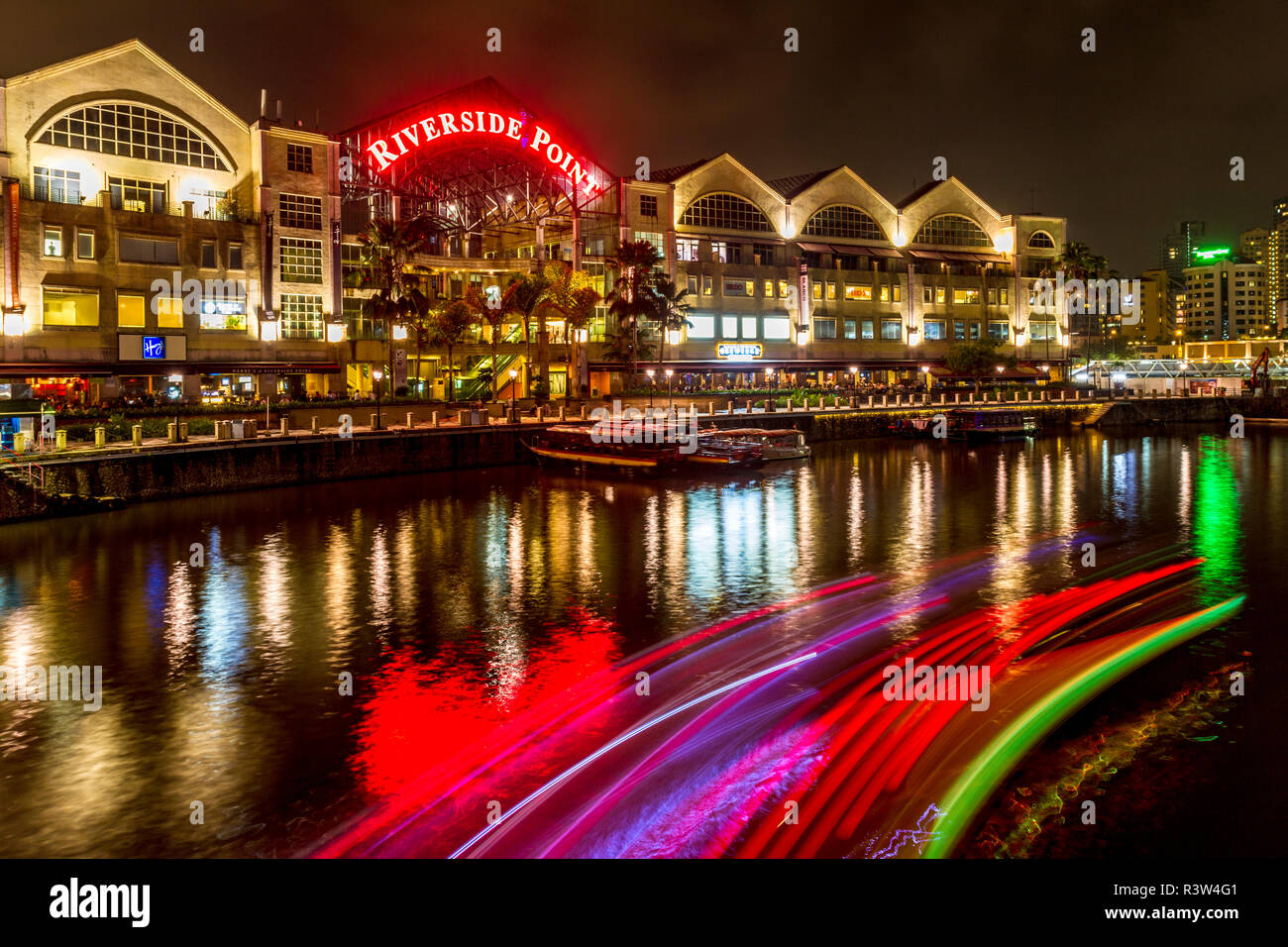 Night photography at Riverside Point, Singapore Riverfront Stock Photo ...