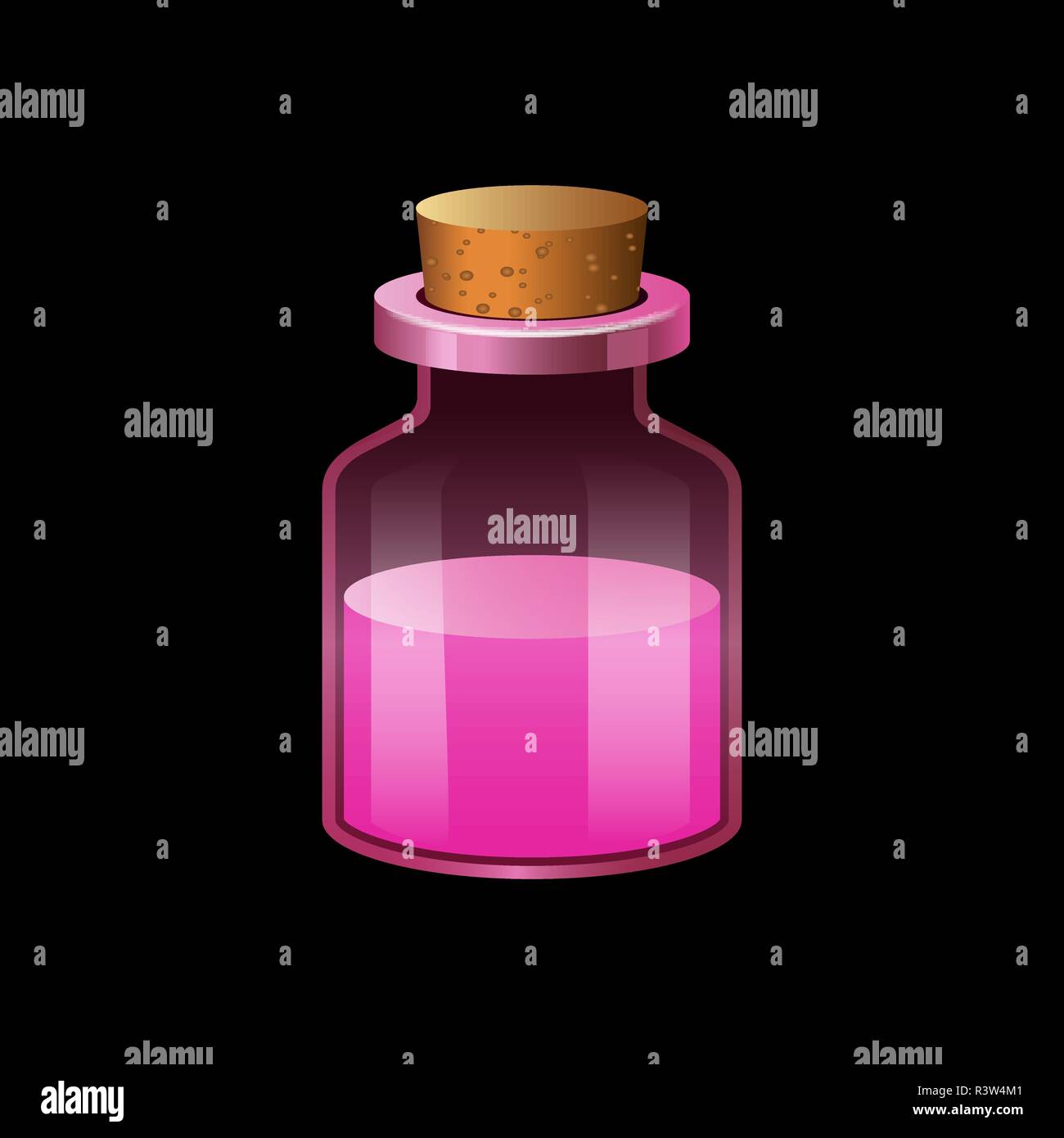 Pink glass flask icon. Cartoon of pink glass flask vector icon for web ...