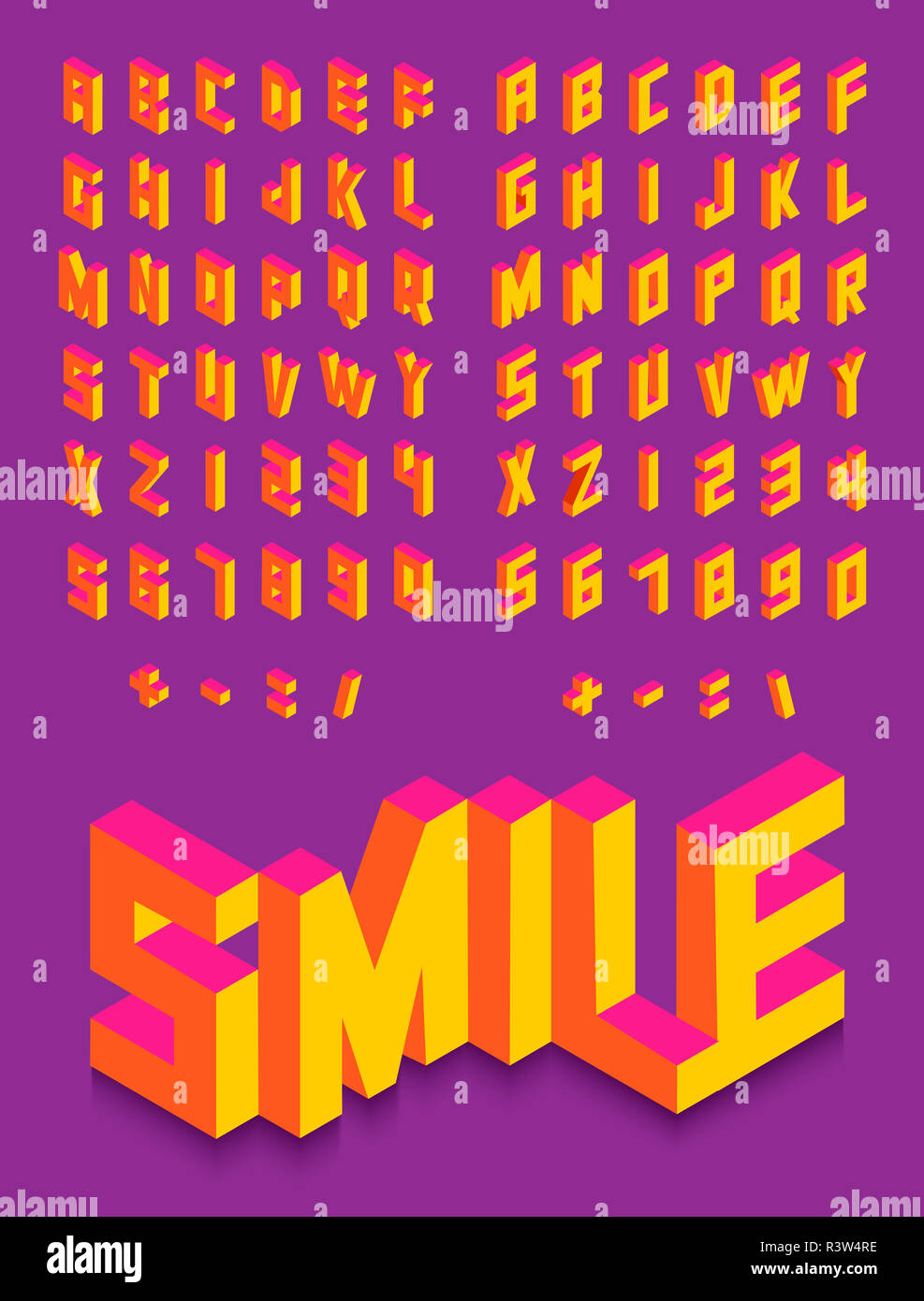 Isometric 3d font colorful isolated background Stock Photo - Alamy