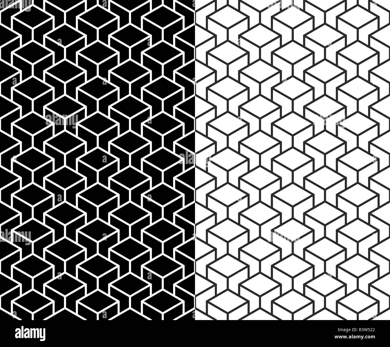 Isometric 3d line cube pattern background Stock Photo - Alamy