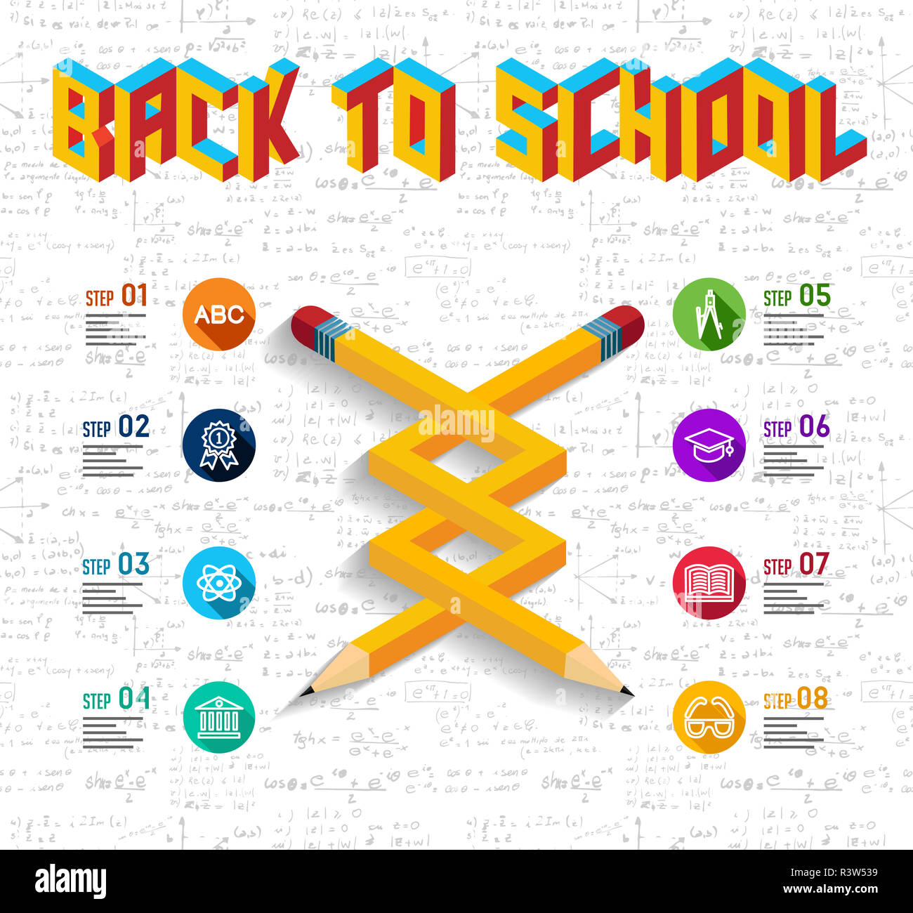 Back to school infographic design Stock Photo - Alamy