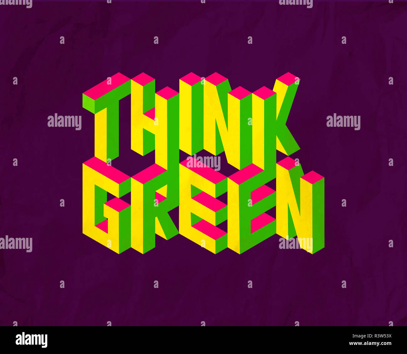 Isometric Think Green quote background Stock Photo - Alamy