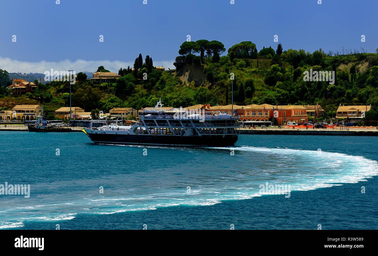 Port of Corfu, Corfu, Greece - 4th July 2018:Nanth ship returning to ...
