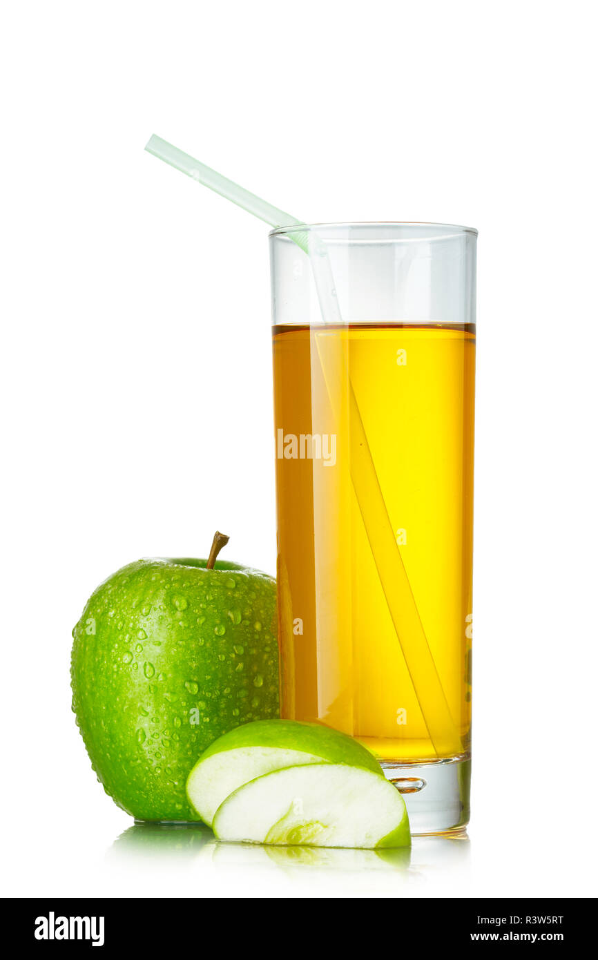 Fresh apple juice with straw isolated Stock Photo - Alamy