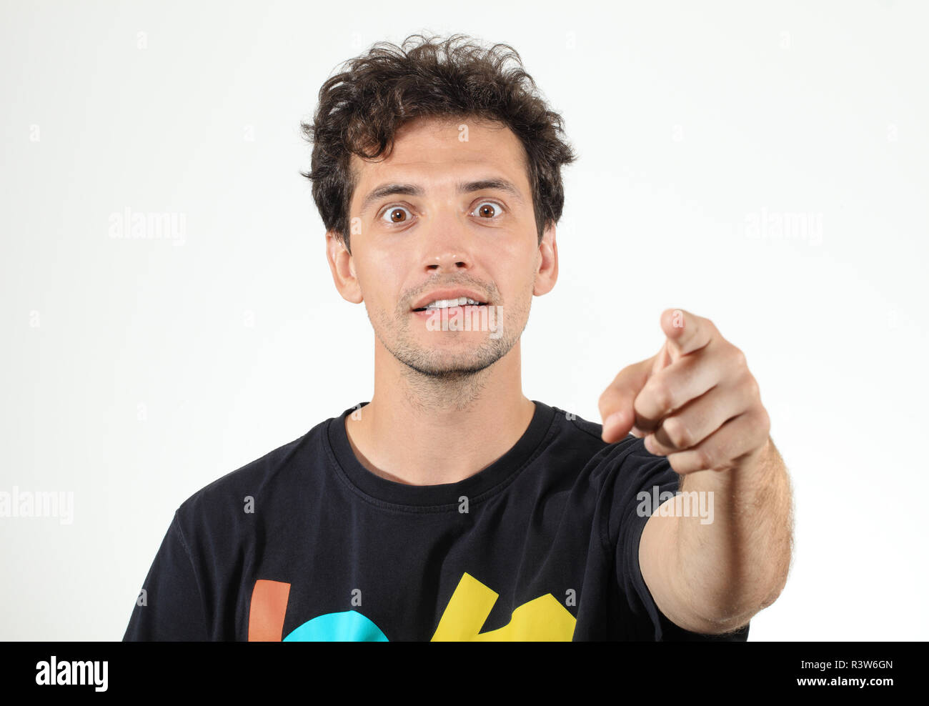 Boy pointing finger hi-res stock photography and images - Alamy