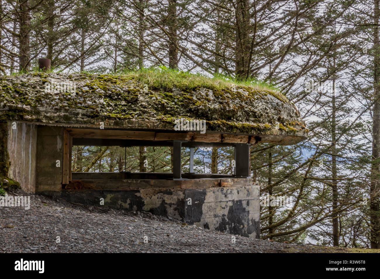 USA, Alaska, Kodiak. Distant Electrical Control (DEC) Bunker from WWII ...