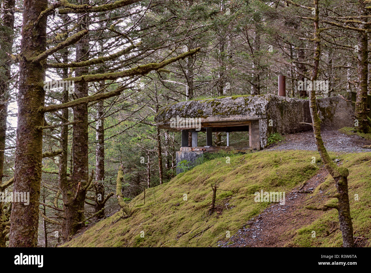 USA, Alaska, Kodiak. Distant Electrical Control (DEC) Bunker from WWII ...