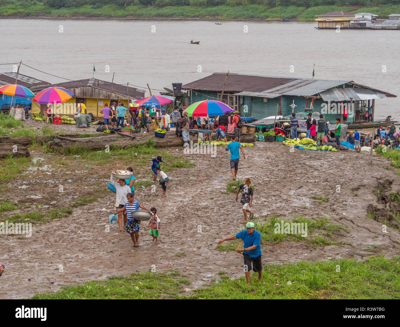 Tabatinga, Brazil - September 15, 2018: Rainy day in the port of Amazon ...