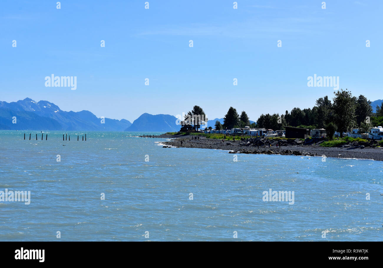 USA, Alaska, Seward, RV campground waterside Stock Photo - Alamy