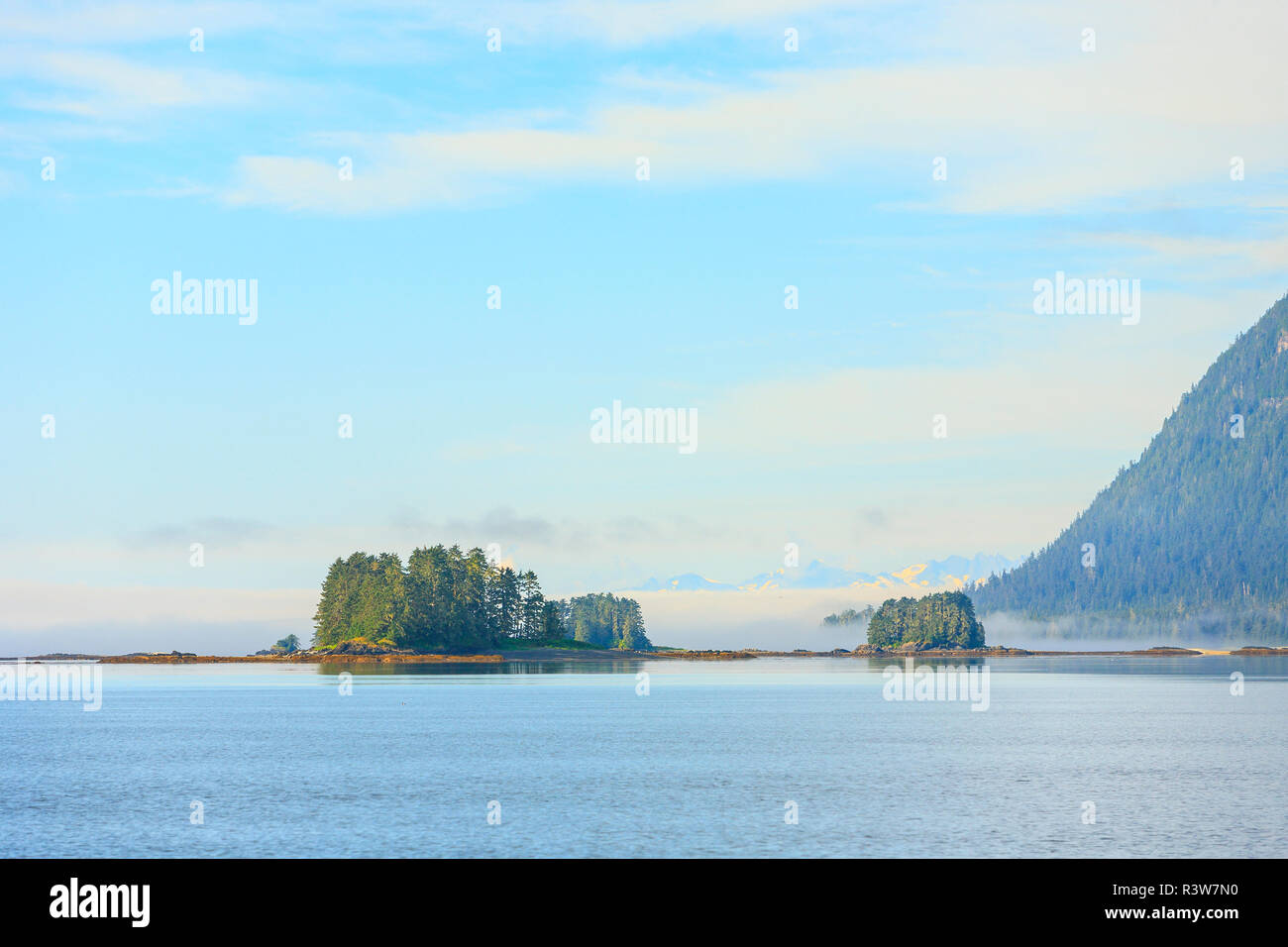Foggy Islands with Spruce Trees near Pybus Bay, Inside Passage ...