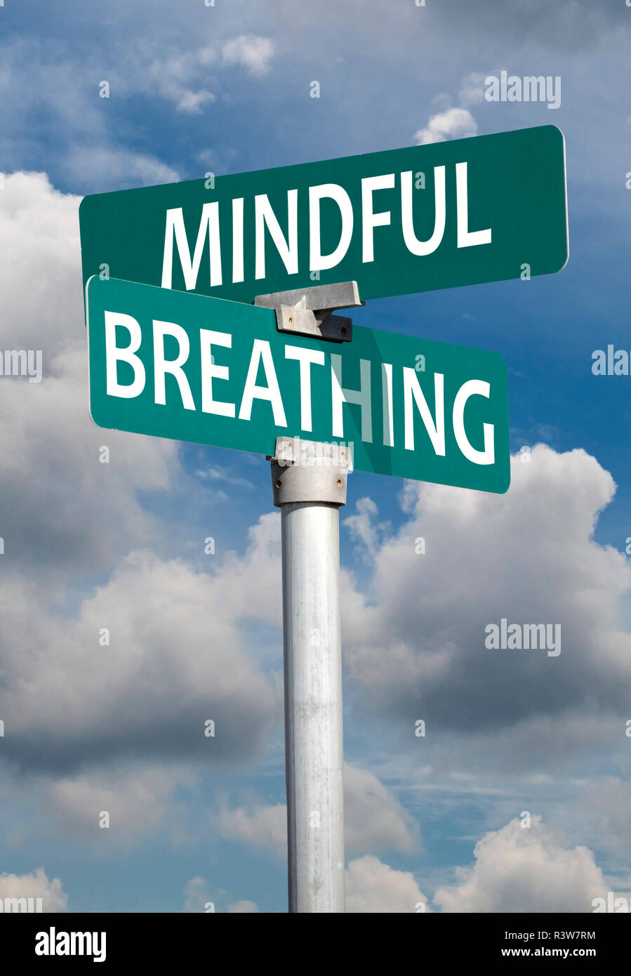mindful breathing sign Stock Photo - Alamy