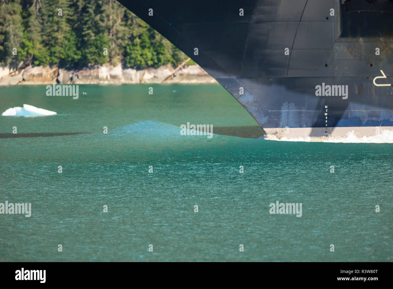Cruise Ship bow wake, Tracy Arm, Tongass National Forest, Inside ...