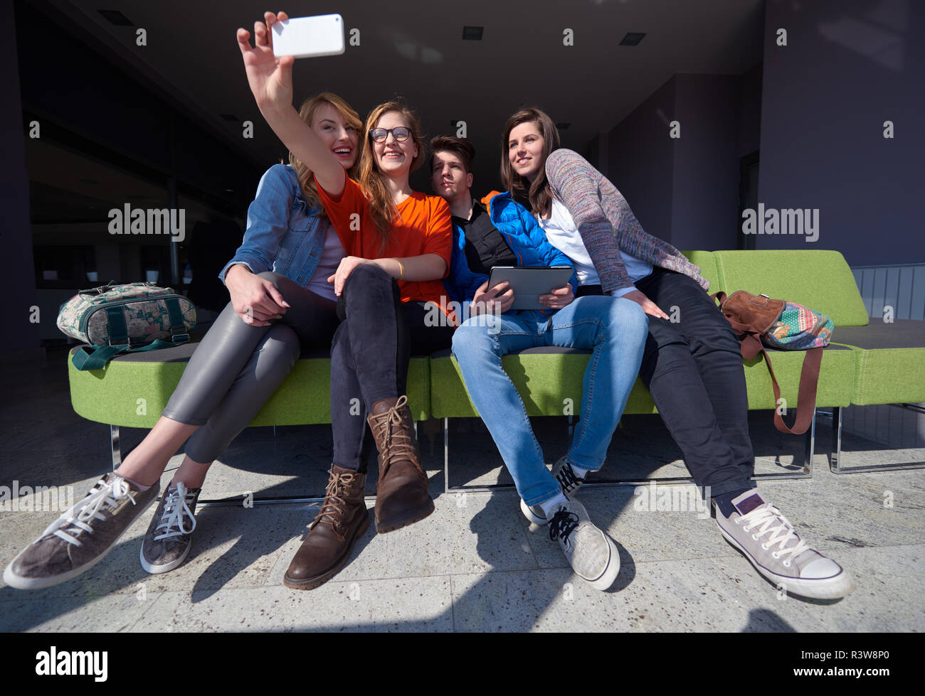 students group taking selfie Stock Photo - Alamy