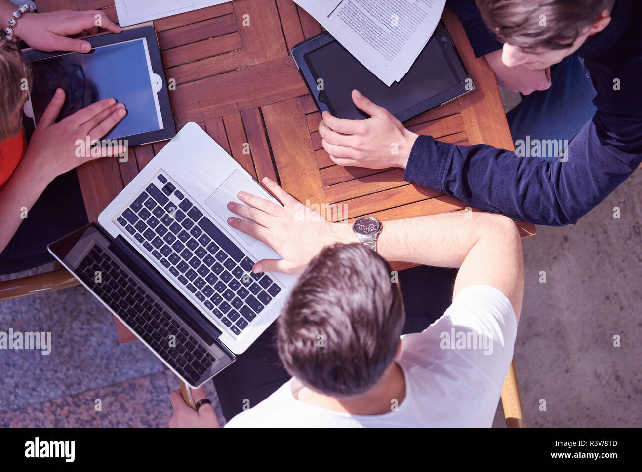 students group working on school project together Stock Photo - Alamy