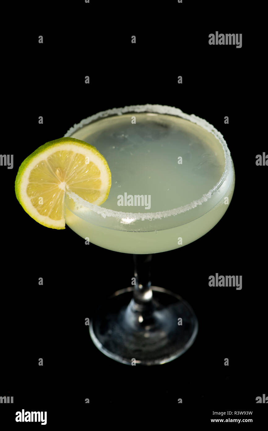 Margarita Cocktail with tequila, lime juice and cointreau with isolated ...
