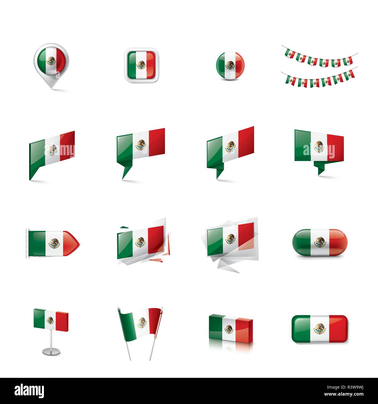 Mexican flag, vector illustration on a white background Stock Vector ...