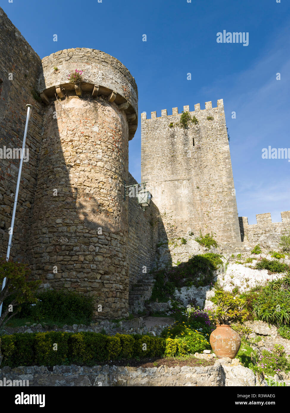 The castle. Historic small town Obidos with a medieval old town ...