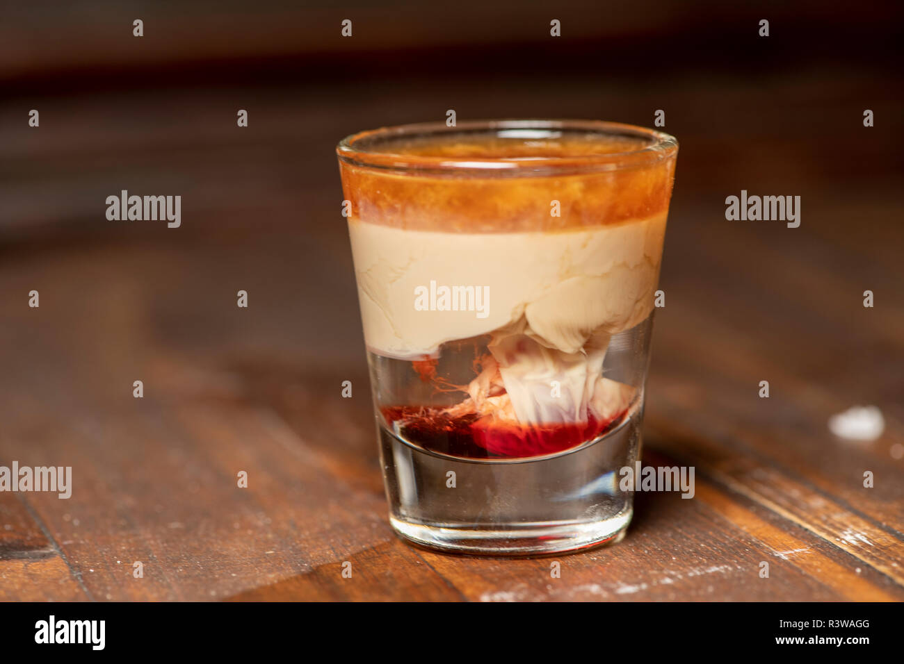 Brain Hemorrhage shot cocktail with schnapps, baileys irish cream and ...
