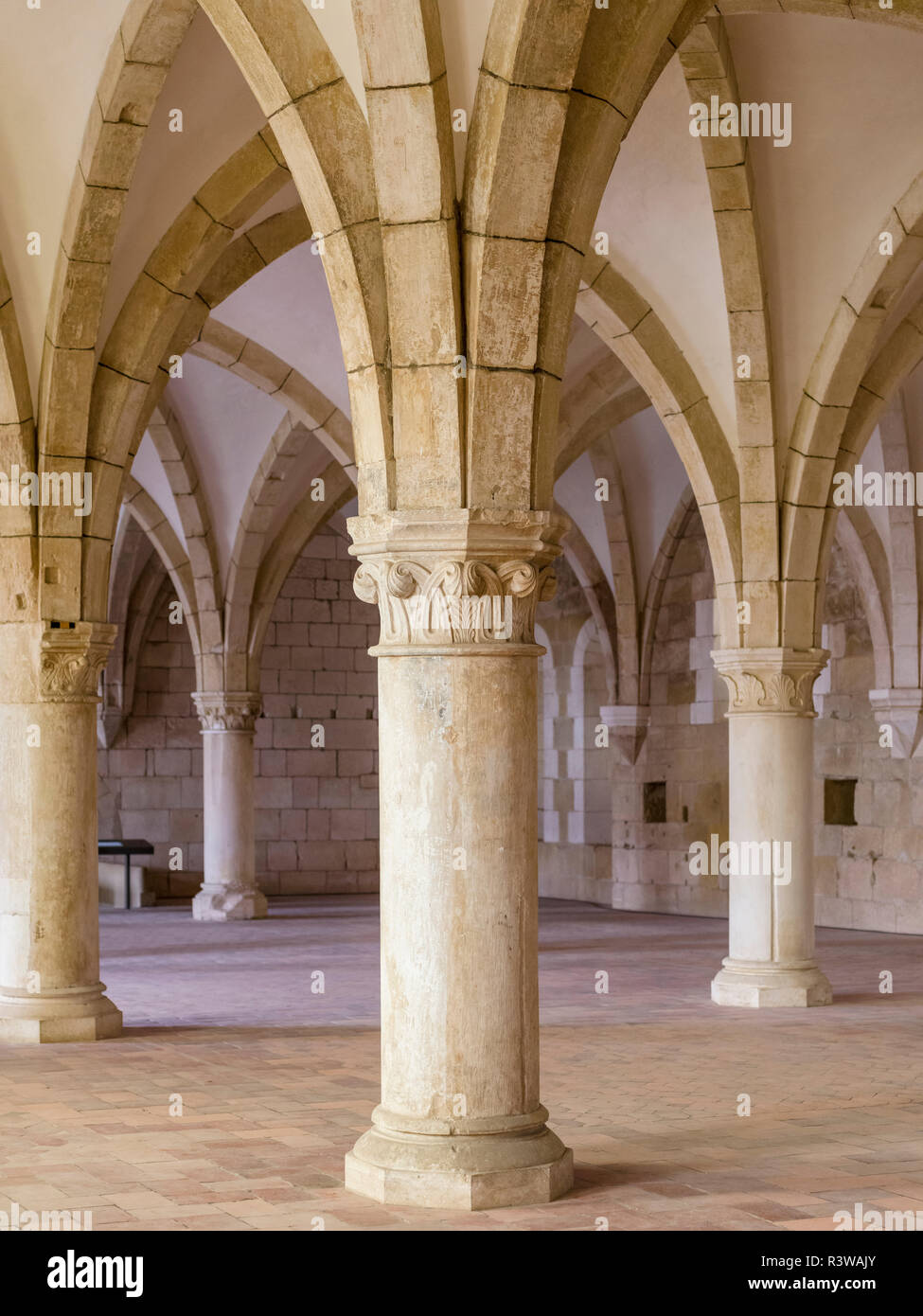 The dormitory. The monastery of Alcobaca, Mosteiro de Santa Maria de ...