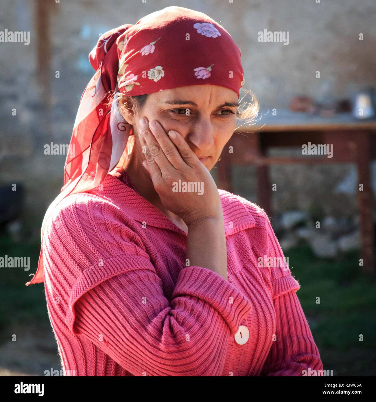 Romania, Transylvania, Carpathian Mountains, Viscri, local gypsy ROM ...