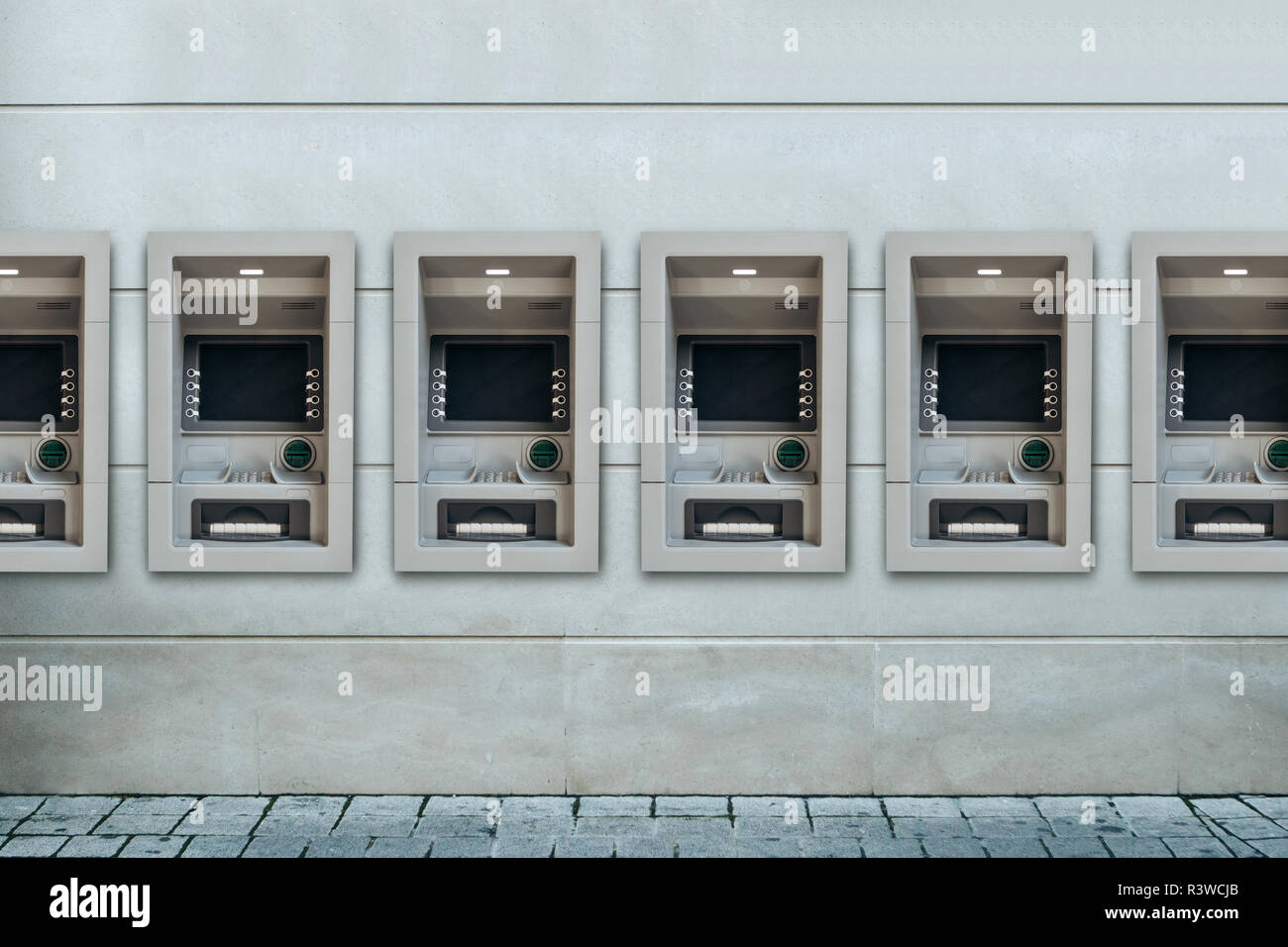 Modern street ATMs for withdrawal of money and other financial ...