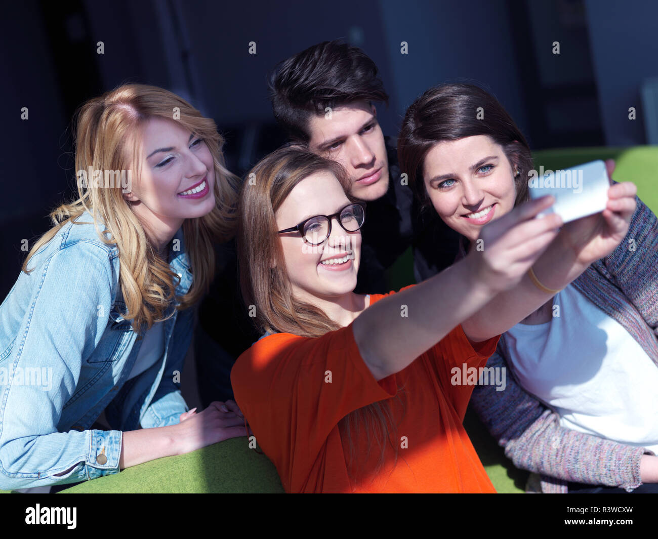 students group taking selfie Stock Photo - Alamy