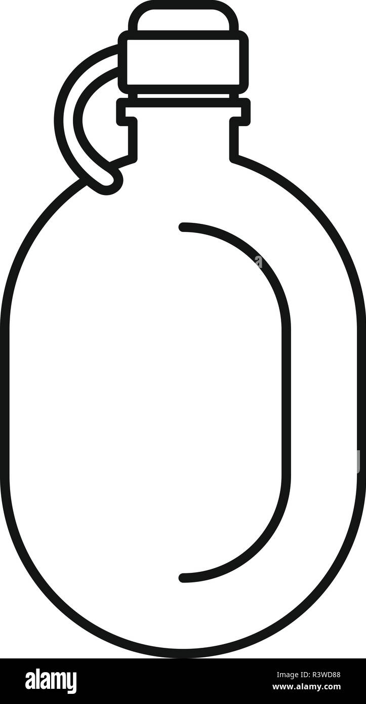 Metal water flask icon. Outline illustration of metal water flask ...