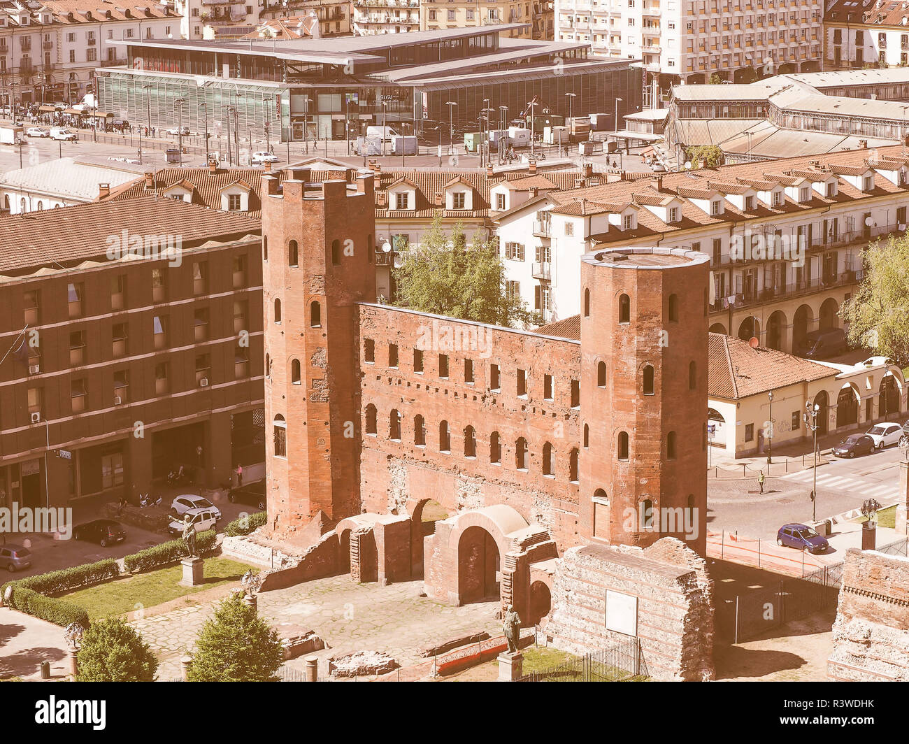 Retro looking Torri Palatine Turin Stock Photo - Alamy