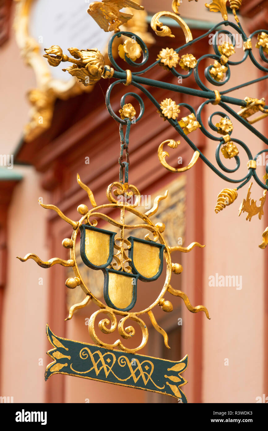 Shop sign on Weissergerbergasse Street, Nuremberg, Bavaria, Germany ...