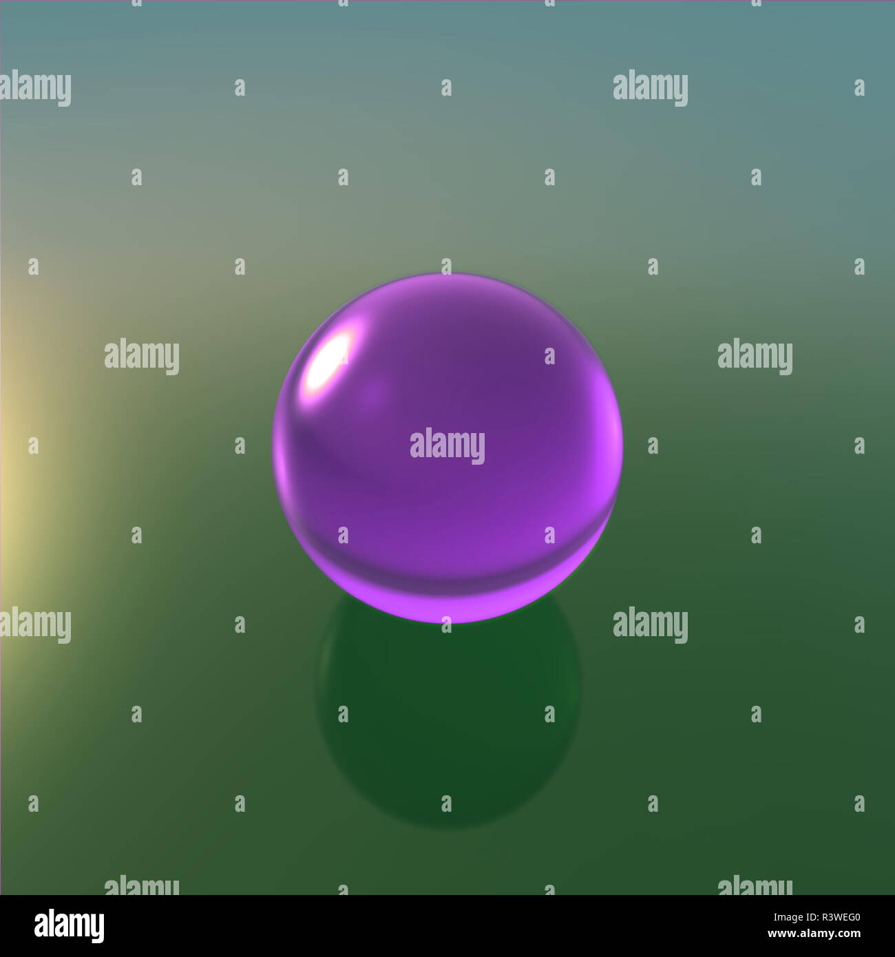 glass violet ball with green background Stock Photo - Alamy