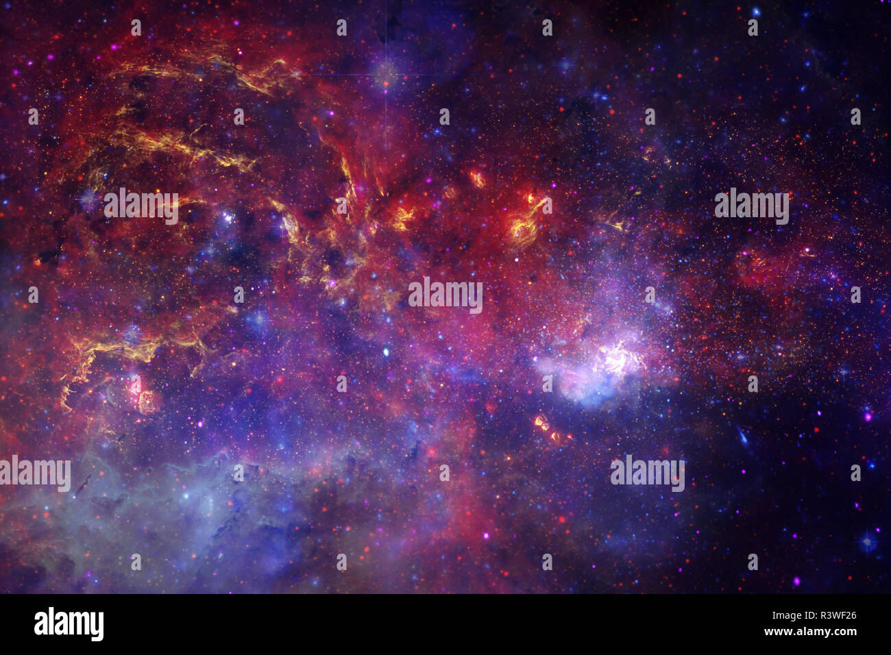 Outer space art. Nebulas, galaxies and bright stars in beautiful ...