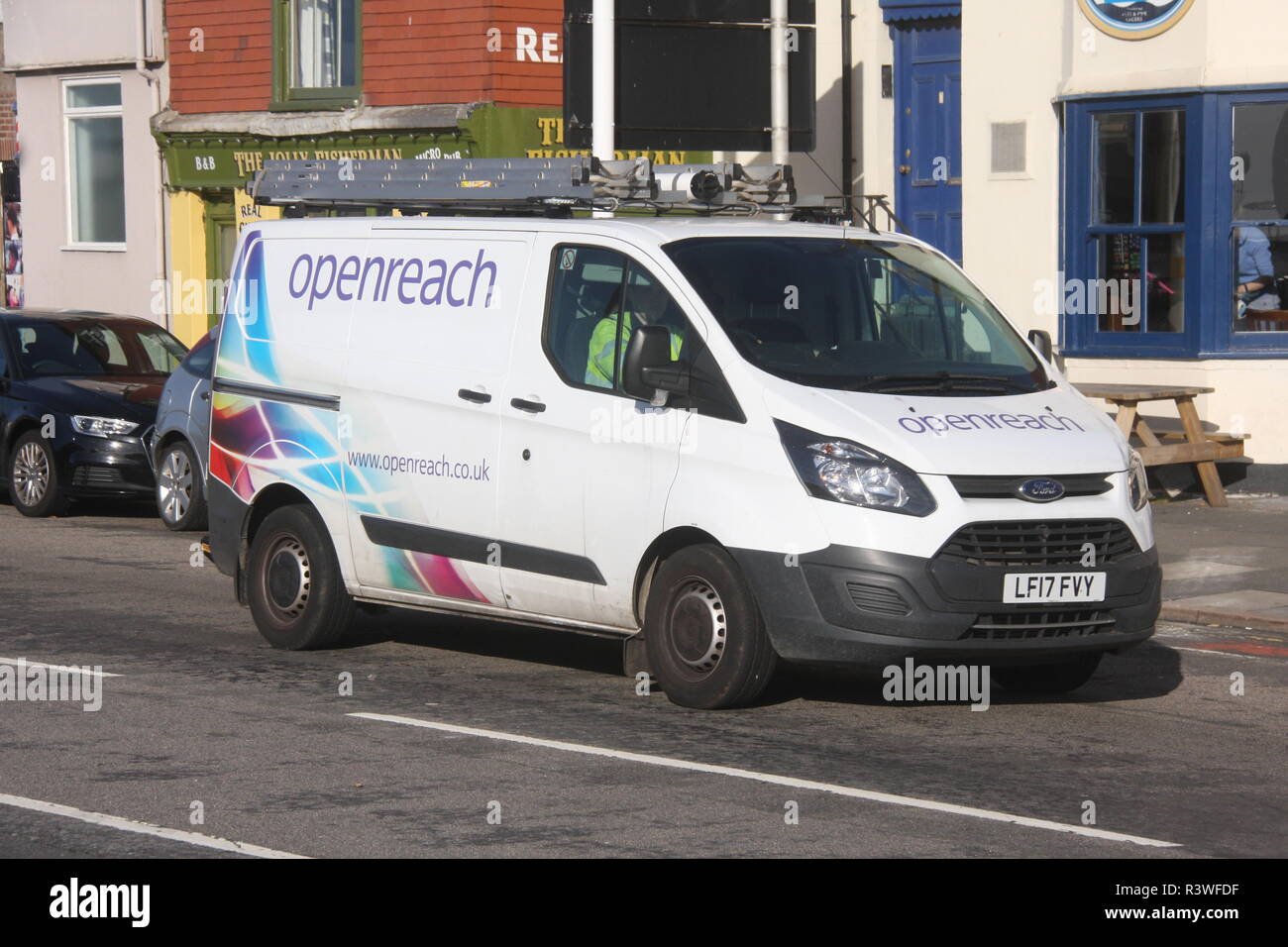 A SUNNY OFFISDE PHOTO OF A FORD TRANSIT VAN OF OPENREACH TELEPHONE ...