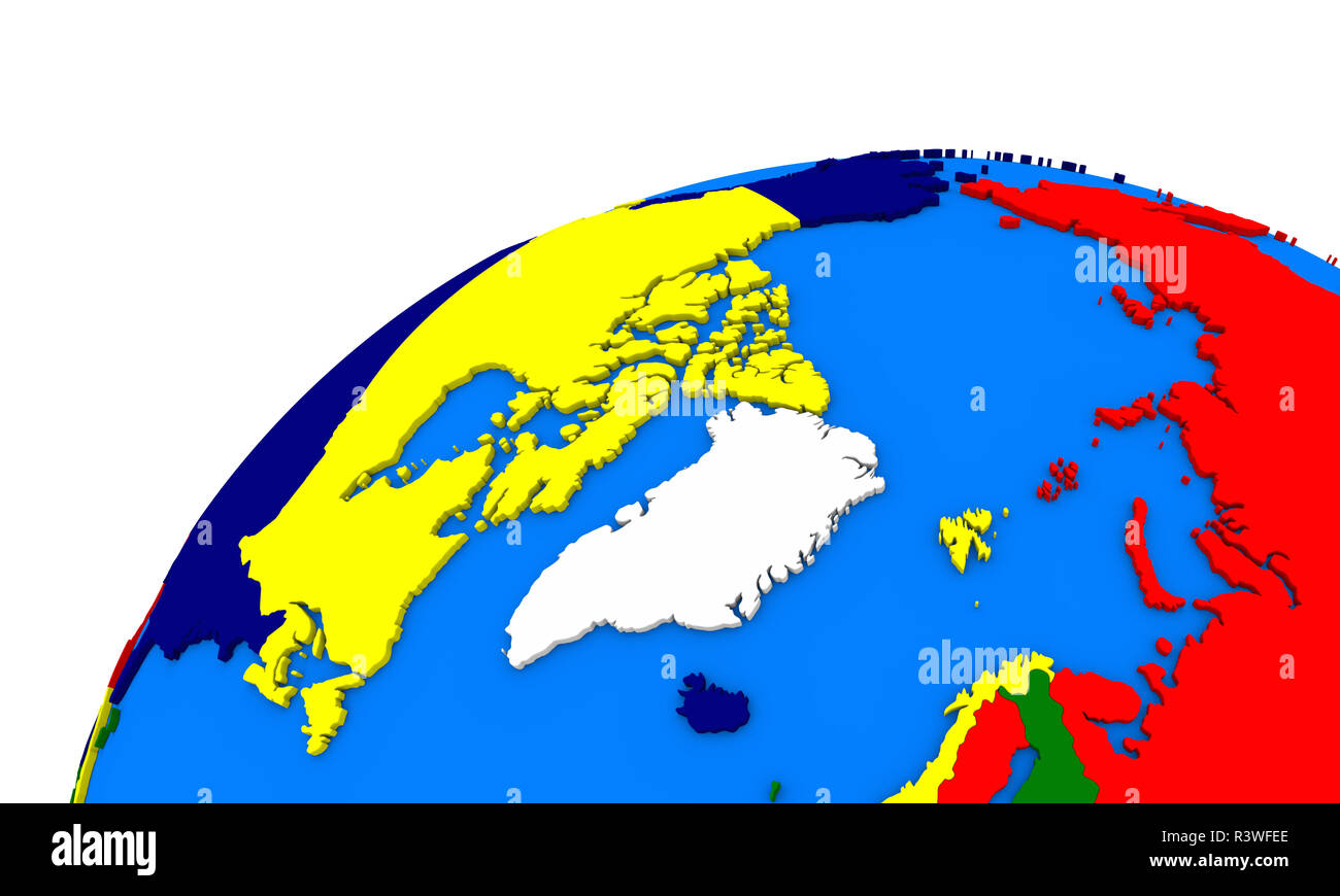Arctic north polar region on Earth political map Stock Photo - Alamy
