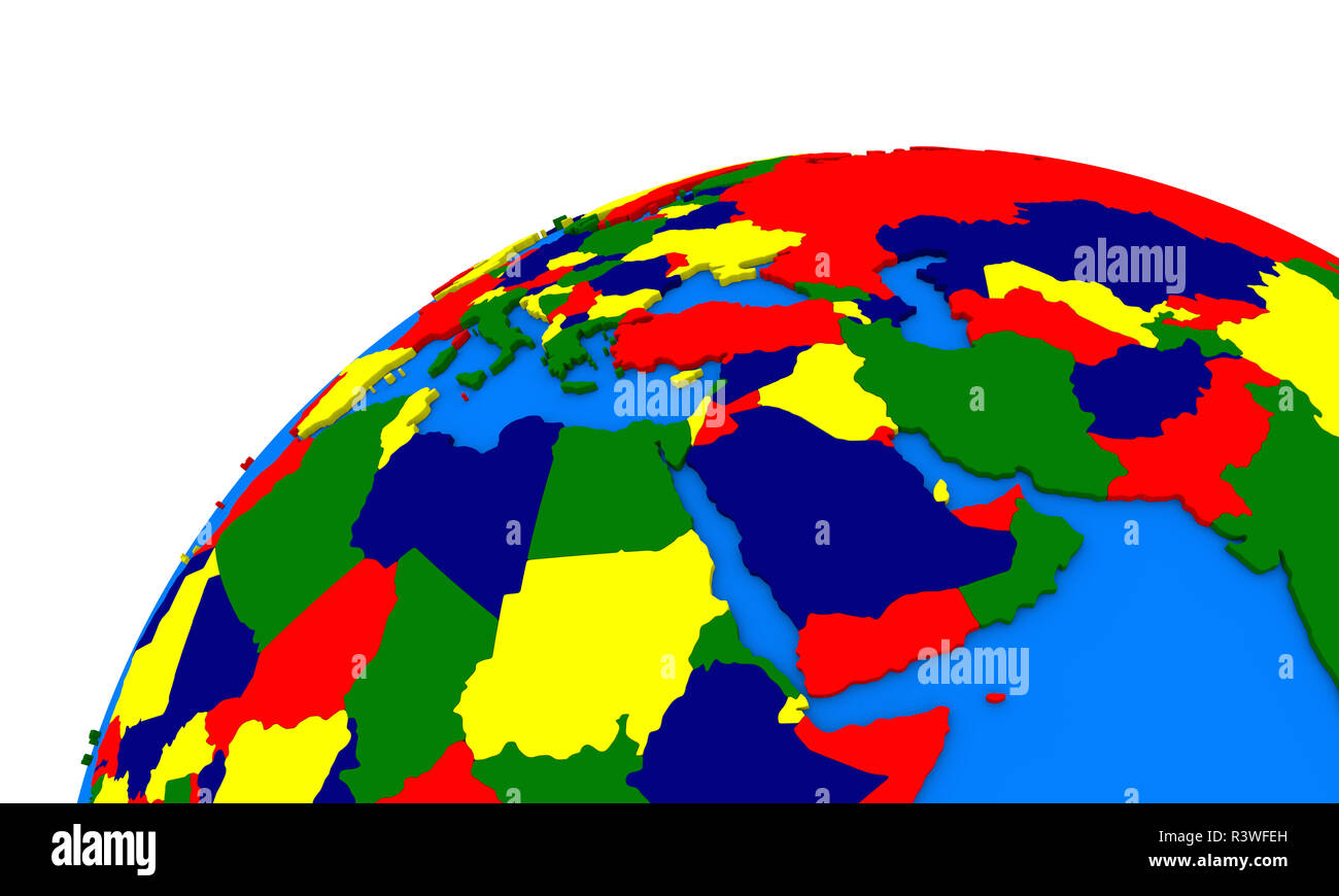 middle east region on Earth political map Stock Photo - Alamy