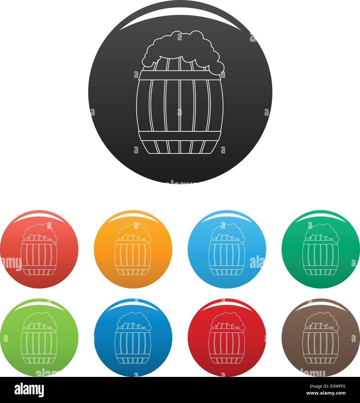 Full barrel icon. Outline illustration of full barrel vector icons set ...