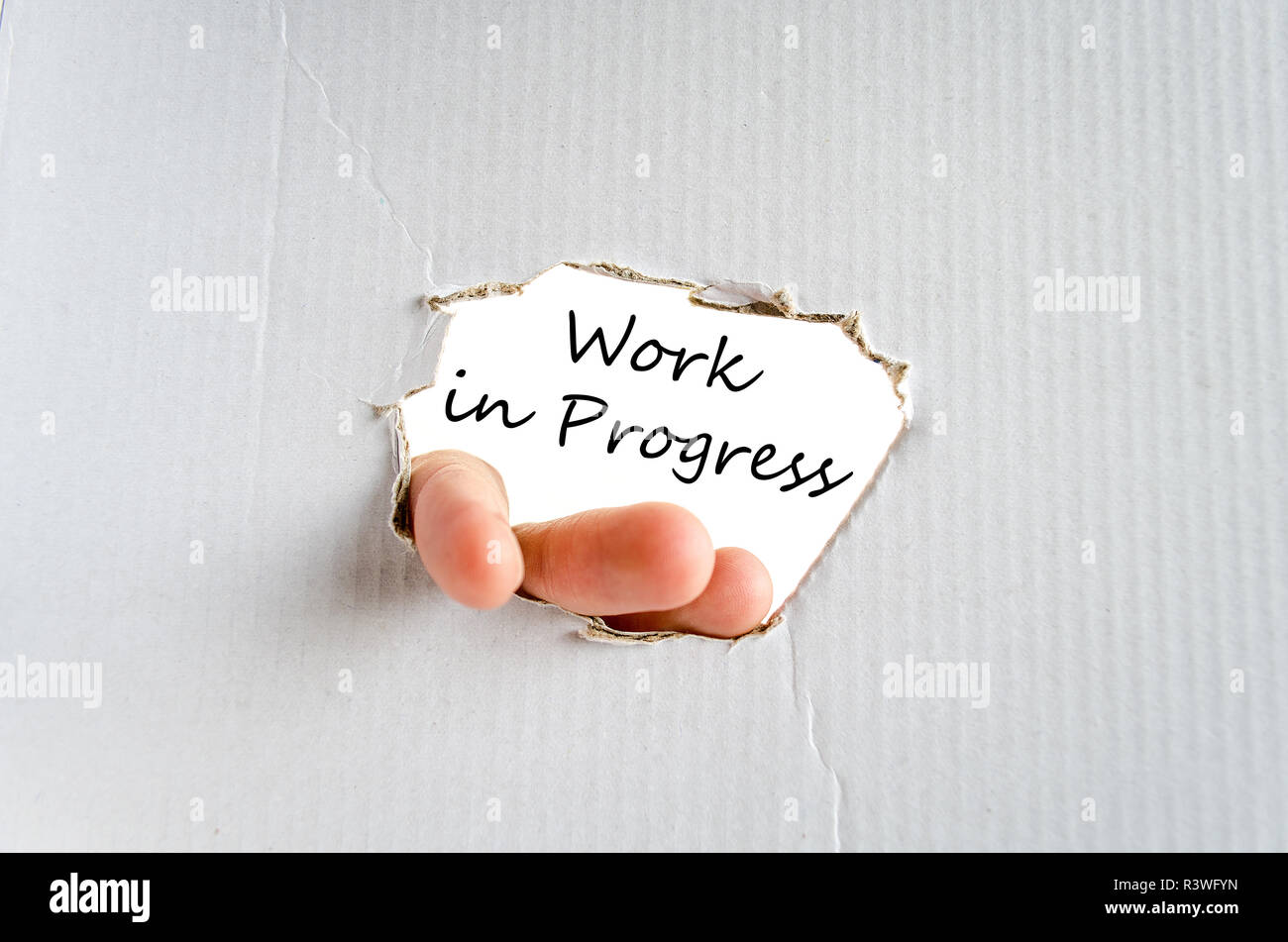 Work in progress text concept Stock Photo - Alamy